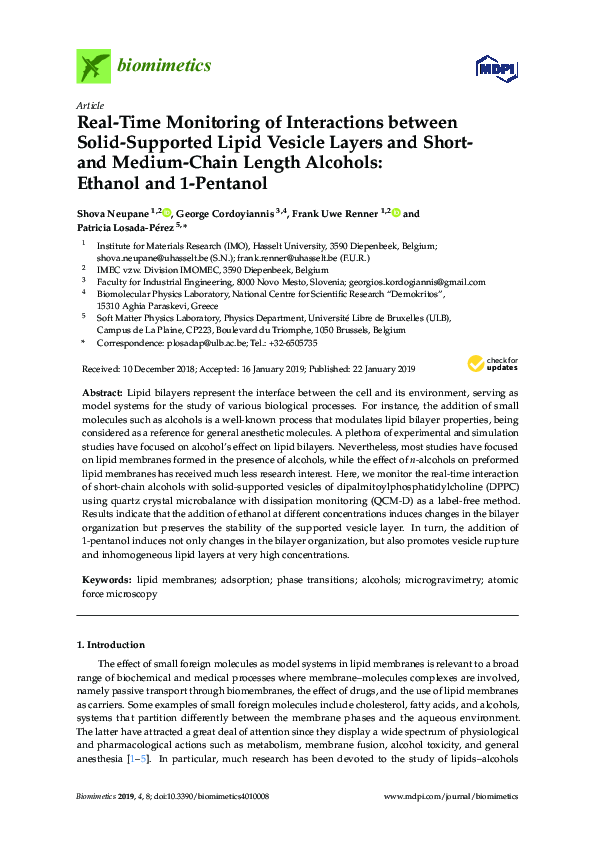 (PDF) Real-Time Alcohol Interaction with Lipid Vesicles