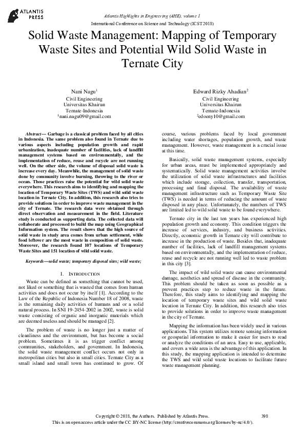 (PDF) Mapping of Temporary Waste Sites and Potential Wild Solid Waste ...