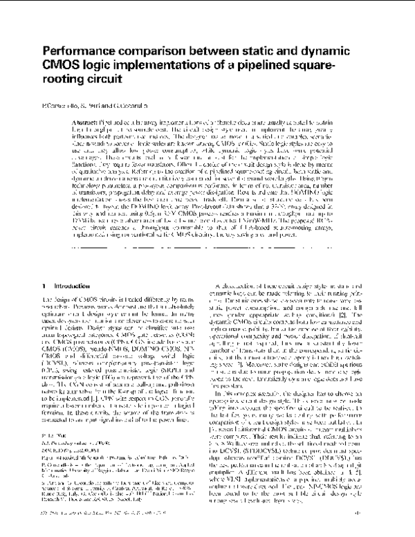 (PDF) Performance comparison between static and dynamic CMOS logic ...