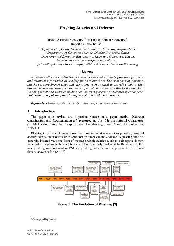 (PDF) Phishing Attacks and Defenses