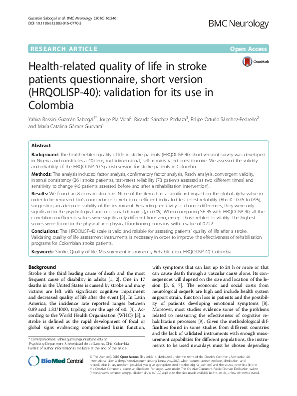 (PDF) Health-related quality of life in stroke patients questionnaire ...