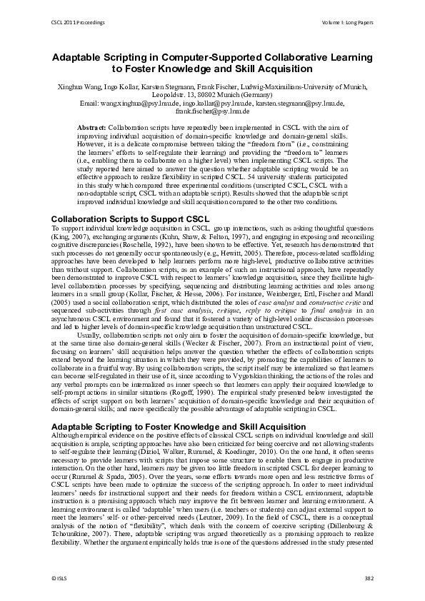 (PDF) Preventing over-scripting effects in computer-supported ...