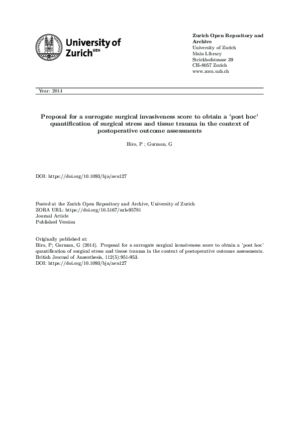 (PDF) Proposal for a surrogate surgical invasiveness score to obtain a ...
