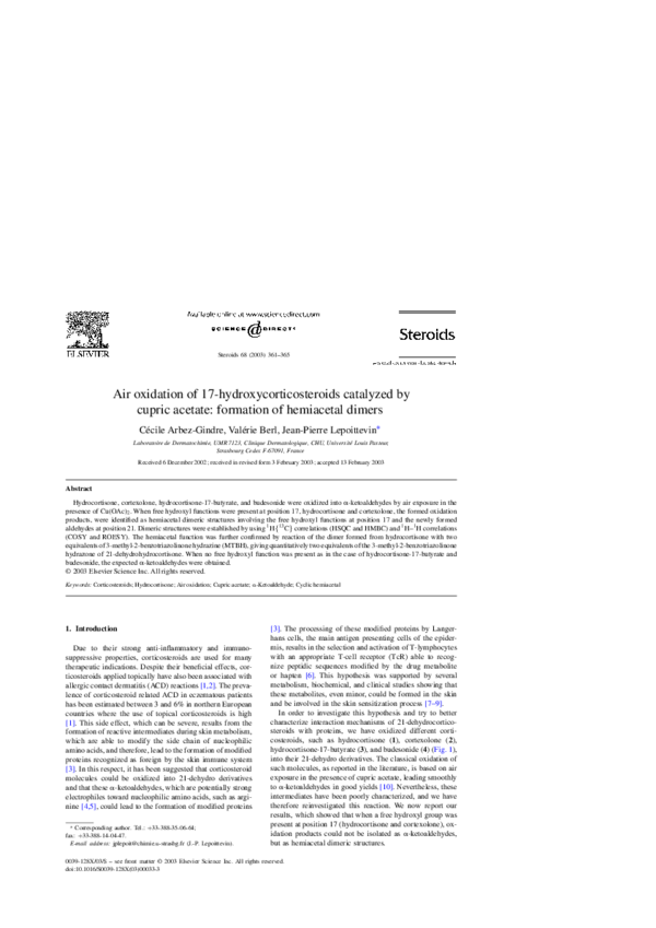 (PDF) Air oxidation of 17-hydroxycorticosteroids catalyzed by cupric ...