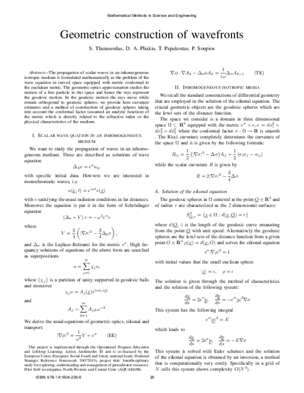 (PDF) Geometric construction of wavefronts