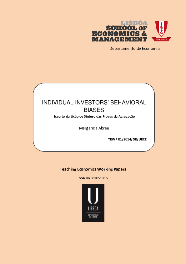 (PDF) INDIVIDUAL INVESTORS’ BEHAVIORAL BIASES