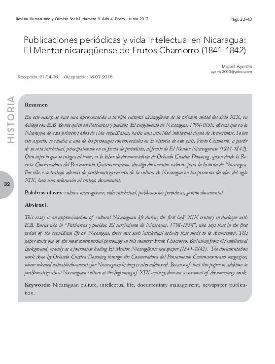 (PDF) Publicaciones periódicas y vida intelectual en Nicaragua: El ...