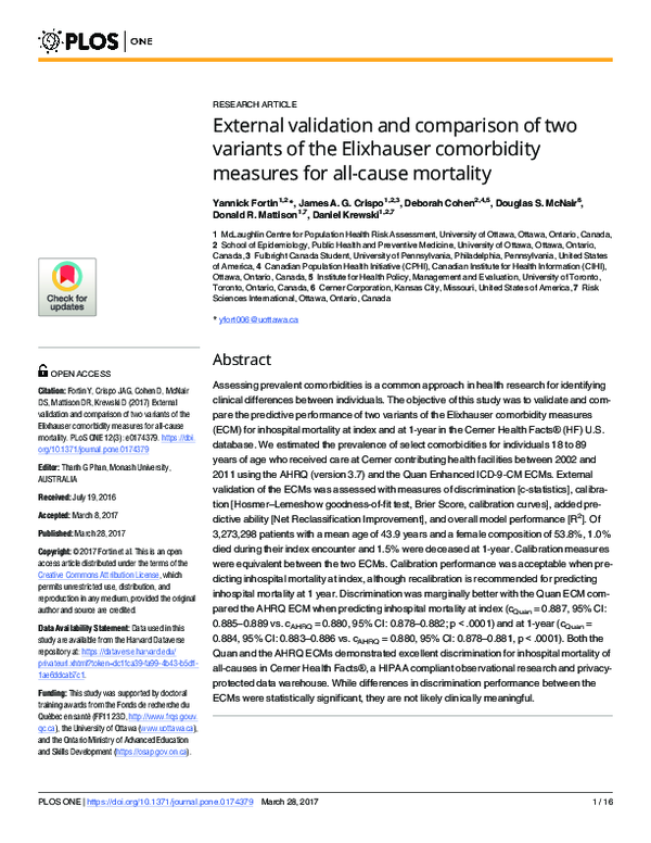 (PDF) External validation and comparison of two variants of the ...