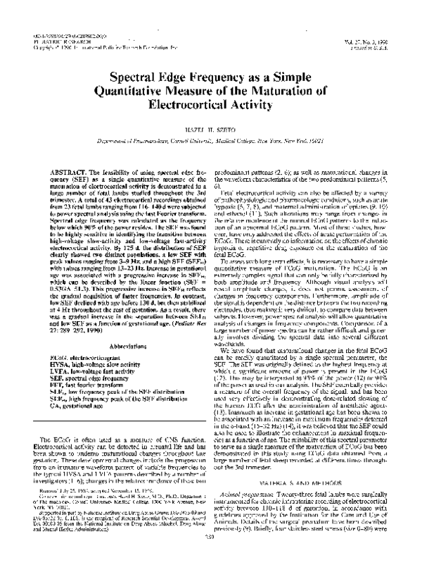 (PDF) Spectral Edge Frequency as a Simple Quantitative Measure of the ...