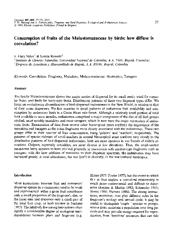 (PDF) Consumption of fruits of the Melastomataceae by birds: how ...