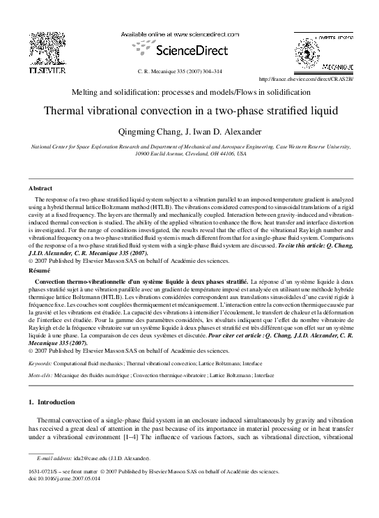 (PDF) Thermal vibrational convection in a two-phase stratified liquid