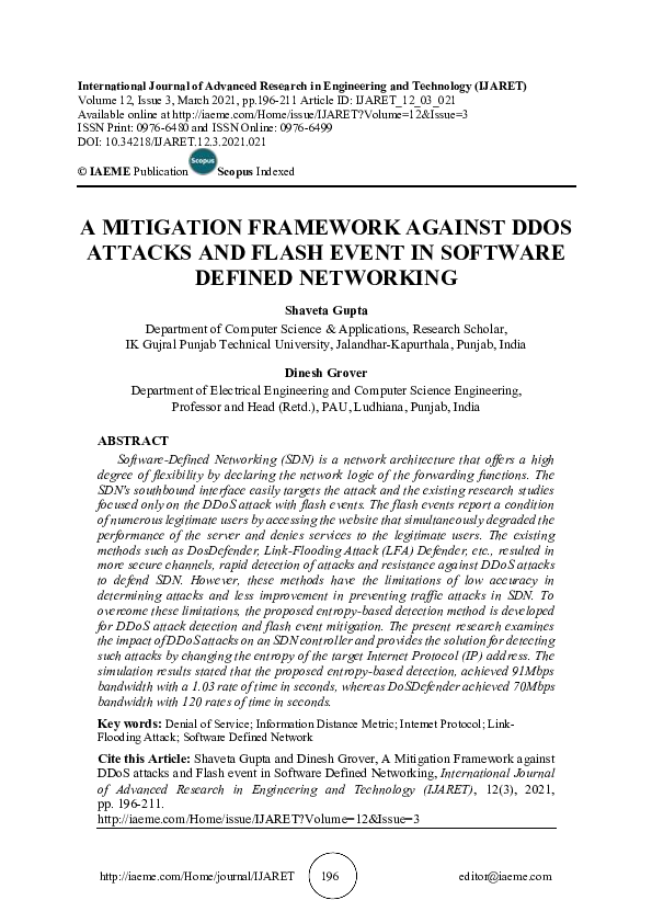Pdf A Mitigation Framework Against Ddos Attacks And Flash Event In