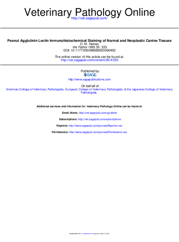 (PDF) Peanut Agglutinin Lectin Immunohistochemical Staining of Normal ...