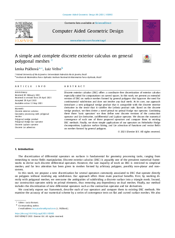 (PDF) A simple and complete discrete exterior calculus on general ...
