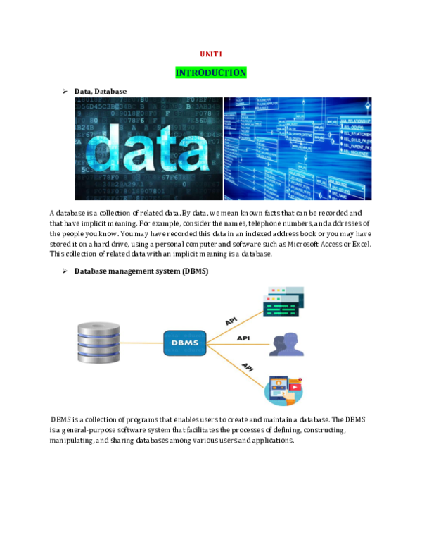 (PDF) CS8492 DBMS UNIT