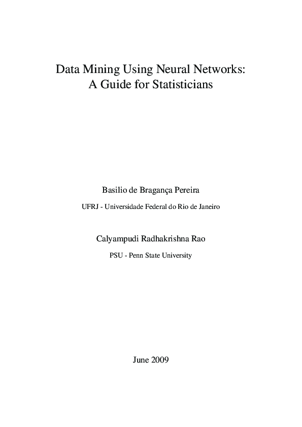 (PDF) Data Mining Using Neural Networks: A Guide for Statisticians | Basilio Pereira - Academia.edu