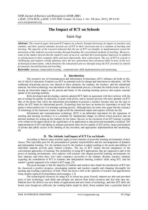 (PDF) The Impact of ICT on Schools
