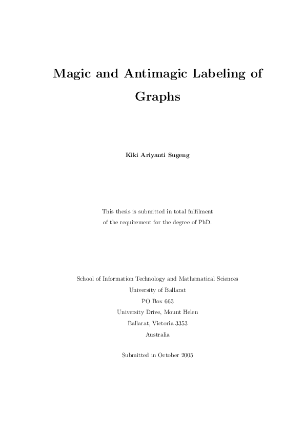 (PDF) Magic and antimagic labeling of graphs | Kiki Sugeng - Academia.edu