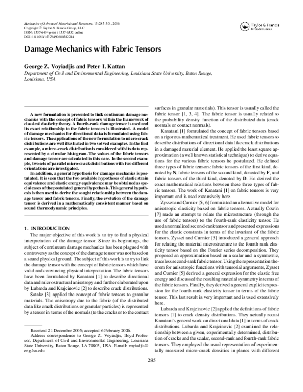 (PDF) Damage Mechanics with Fabric Tensors