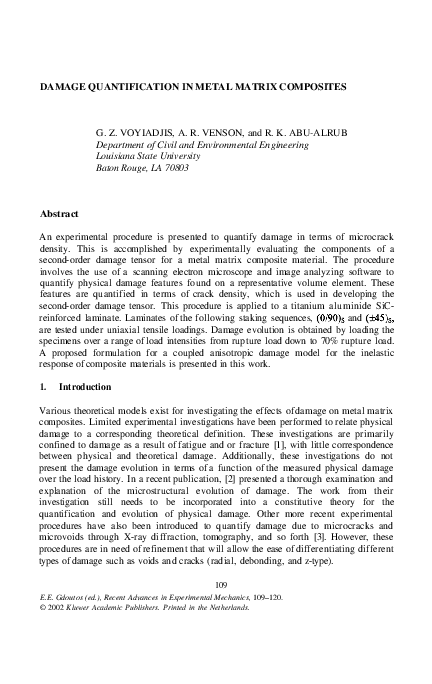 (PDF) Damage Quantification in Metal Matrix Composites