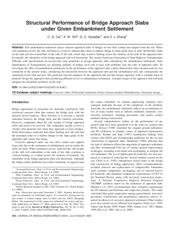 (PDF) Structural Performance of Bridge Approach Slabs under Given ...