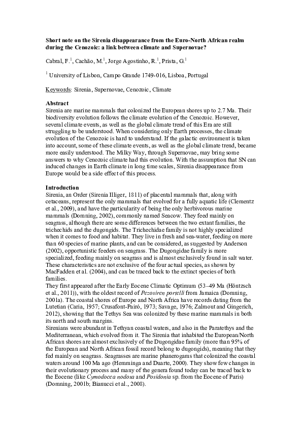 (PDF) Short note on the Sirenia disappearance from the Euro-North ...