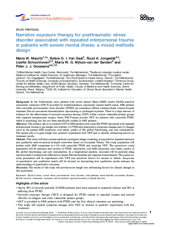 (PDF) Narrative exposure therapy for posttraumatic stress disorder ...