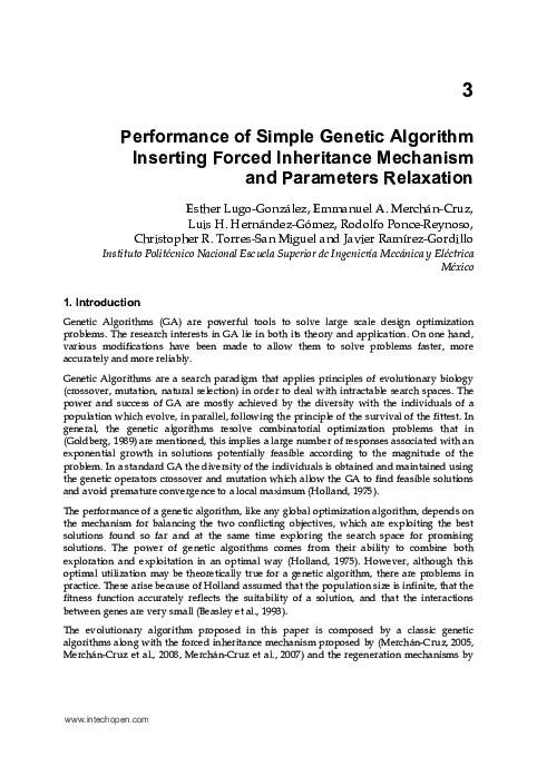 (PDF) Performance of Simple Genetic Algorithm Inserting Forced Inheritance Mechanism and ...