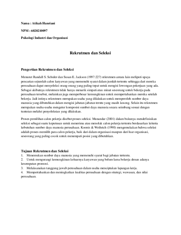 (PDF) Rekrutmen dan Seleksi