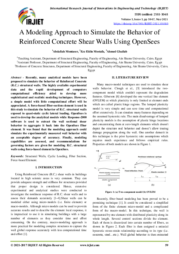 (PDF) A Modeling Approach to Simulate the Behavior of Reinforced ...