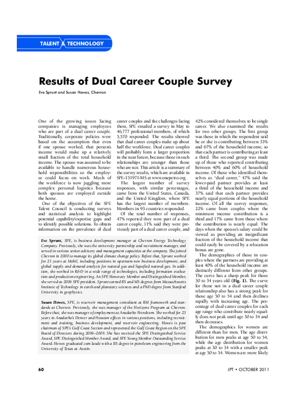(PDF) Results of Dual Career Couple Survey
