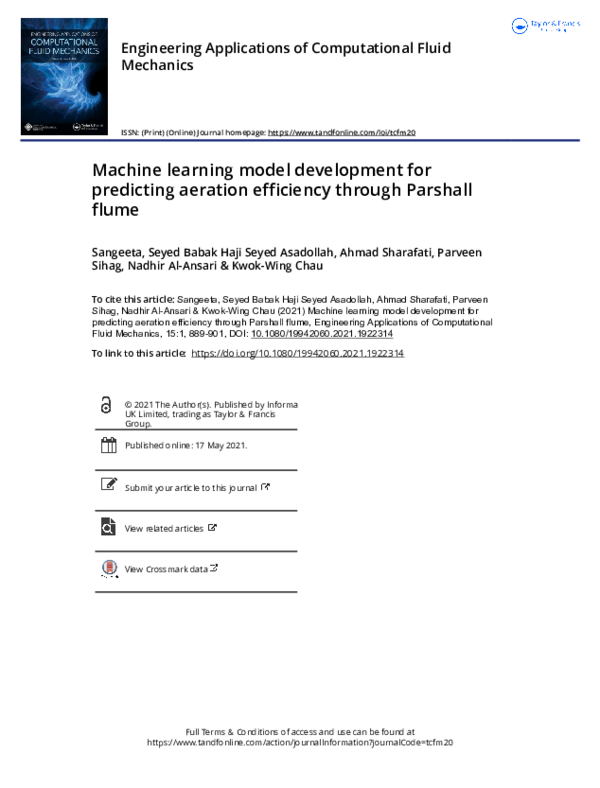 (PDF) Machine learning model development for predicting aeration efficiency through Parshall flume