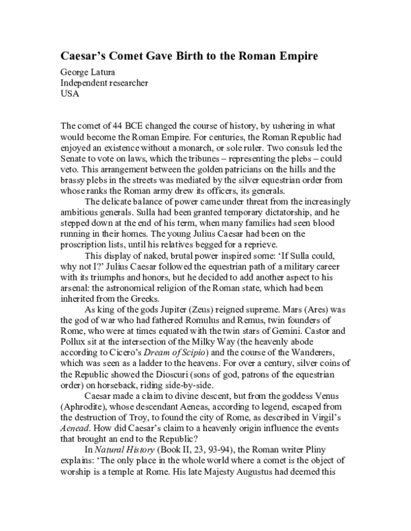 (PDF) Caesar's Comet Gave Birth to the Roman Empire