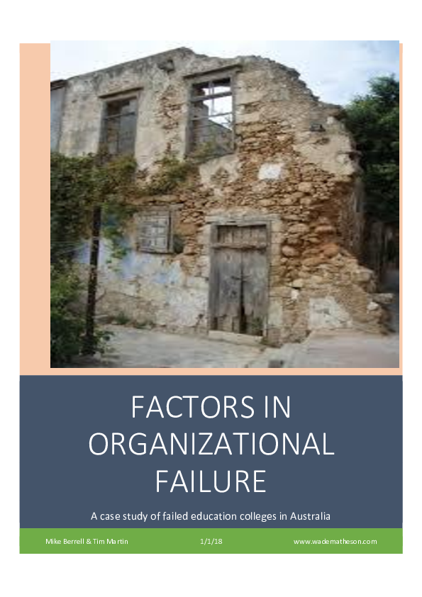 (PDF) Factors in Organizational Failure: A case study of failed ...