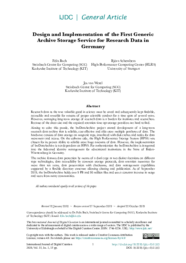 (PDF) Design and Implementation of the first Generic Archive Storage ...