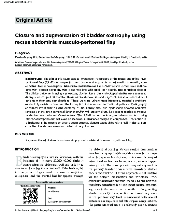 (PDF) Closure and augmentation of bladder exstrophy using rectus ...
