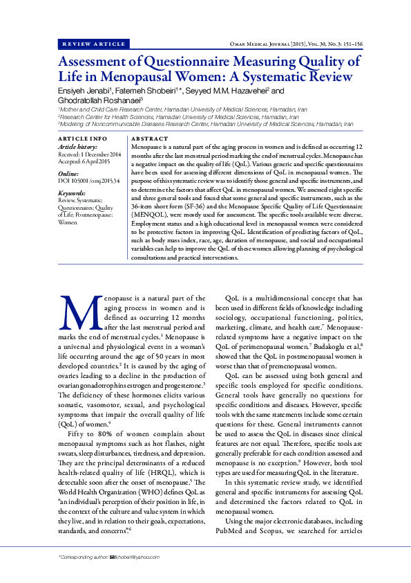 (PDF) Assessment of Questionnaire Measuring Quality of Life in ...
