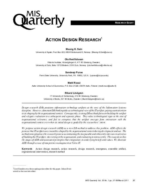 (PDF) Action Design Research
