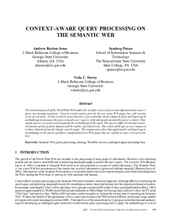 (PDF) Context-aware query processing on the semantic web | Sandeep Purao, Andrew Burton-jones ...