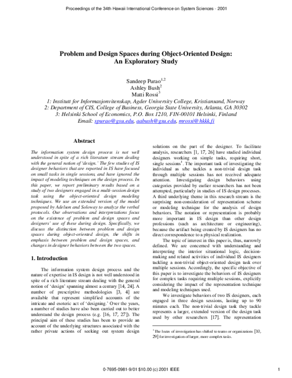 (PDF) Problem and design spaces during object-oriented design: an ...