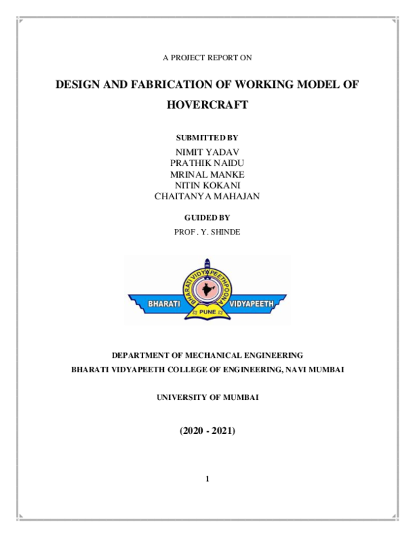 (PDF) Project Report Working Hovercraft