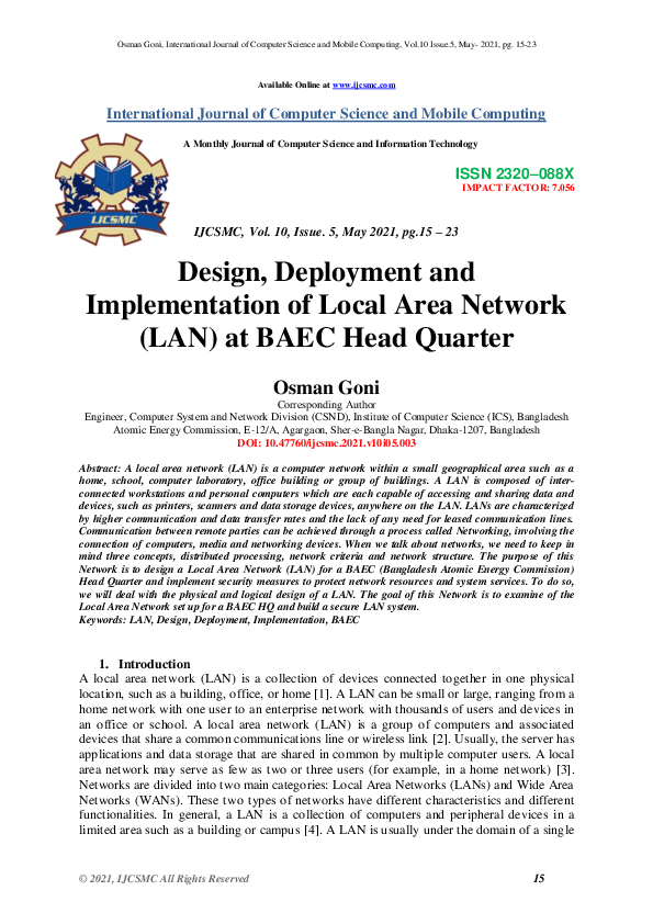 (PDF) Design, Deployment and Implementation of Local Area Network (LAN ...