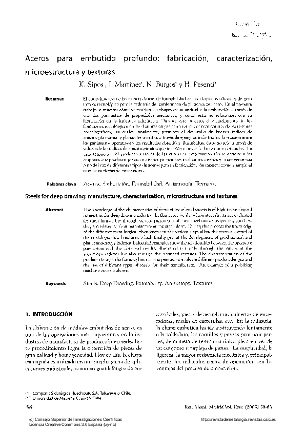 (PDF) Aceros para embutido profundo: fabricación, caracterización ...