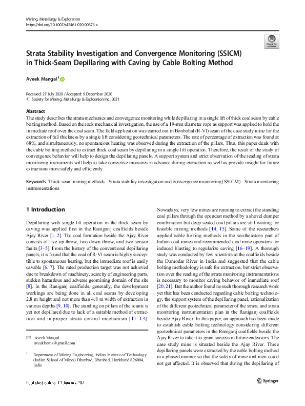 (PDF) Strata Stability Investigation and Convergence Monitoring (SSICM ...