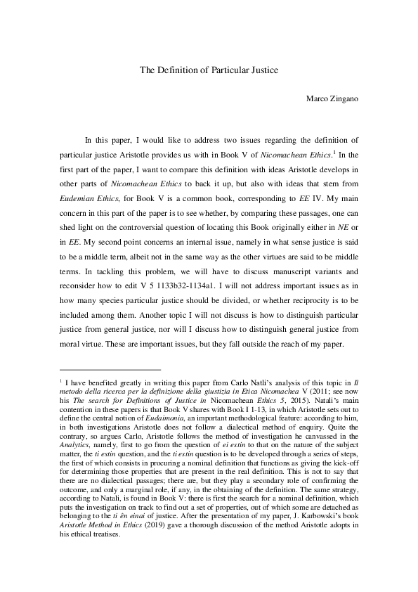 (PDF) Definition of Particular Justice