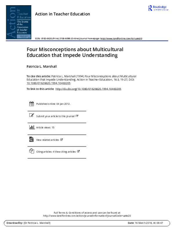(PDF) Four Misconceptions about Multicultural Education that Impede ...
