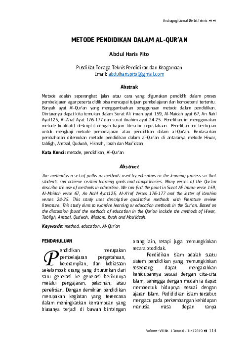 (PDF) Metode Pendidikan dalam Al-Qur’an