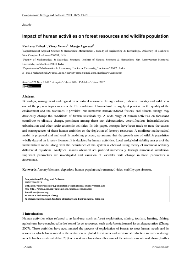 (PDF) Impact of human activities on forest resources and wildlife ...