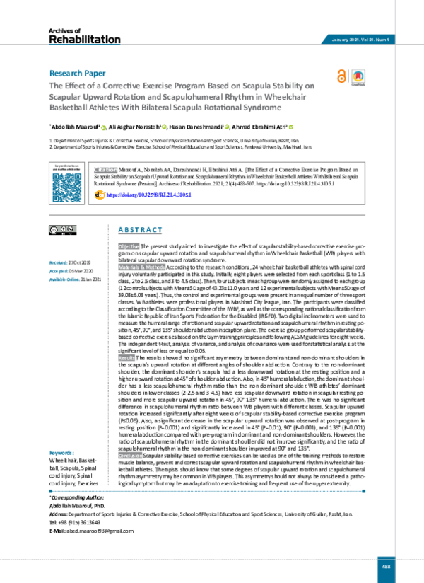 Pdf The Effect Of A Corrective Exercise Program Based On Scapula