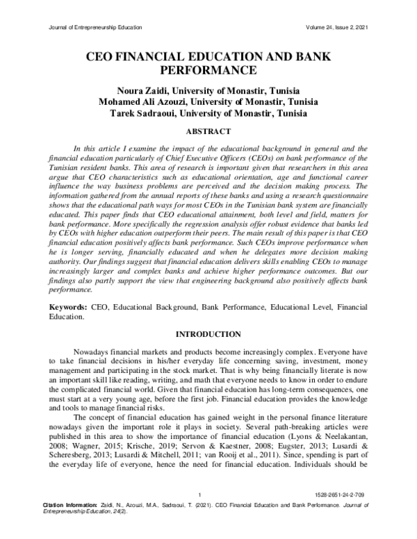 (PDF) CEO Financial Education